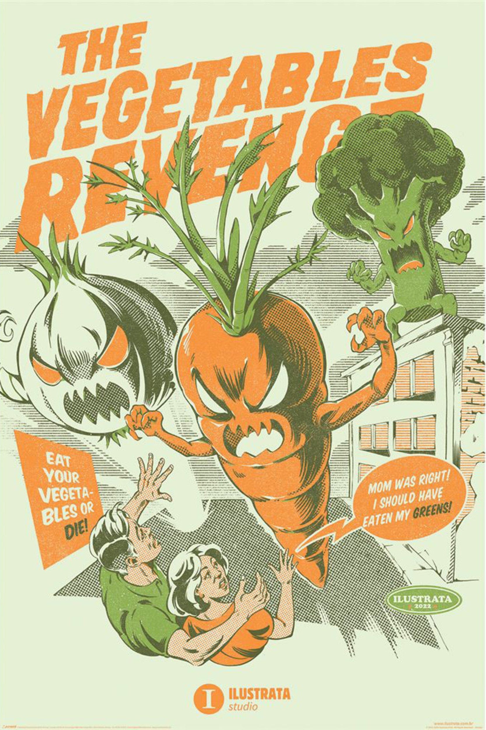 Poster Illustrata The Vegetables Revenge 61x91,5cm | Yourdecoration.fr